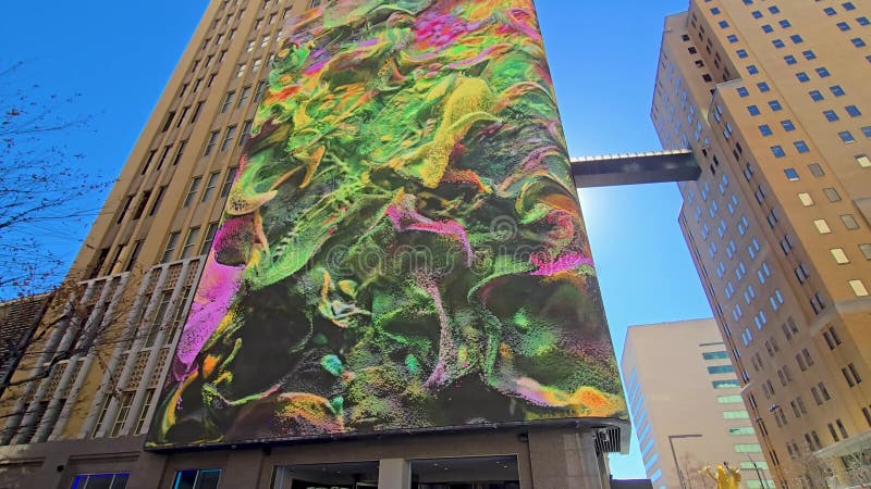 A Digital Billboard on the Side of a Building at the at and T Discovery ...