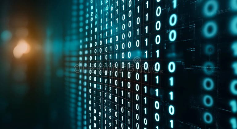 Digital Binary Code Background with Glowing Numbers and Data Flow this Represents Technology ...