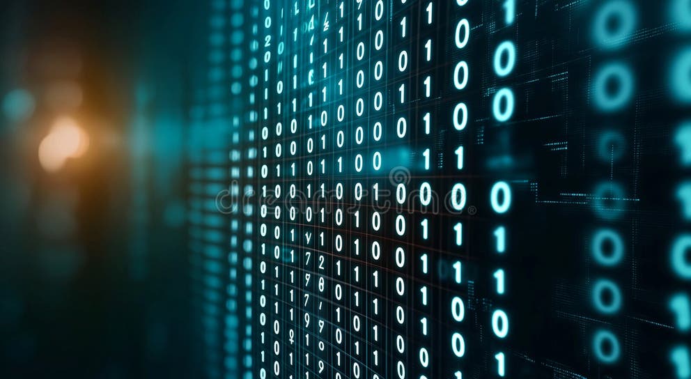 Digital Binary Code Background with Glowing Numbers and Data Flow this Represents Technology ...
