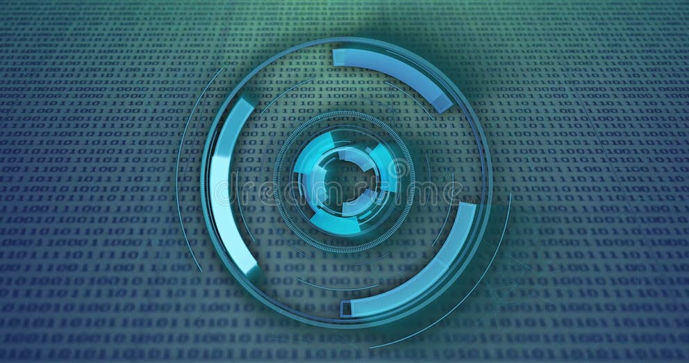 Digital Binary Code Background with Rotating Blue Circular Image Stock Illustration ...