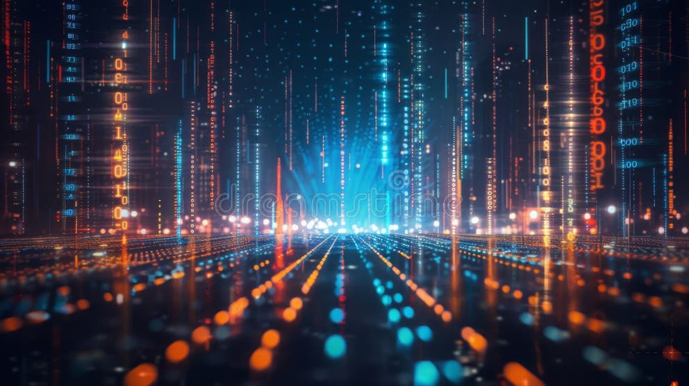 Digital Binary Code Background ,theme of Technology and Data Flow in an ...