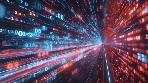 Digital Binary Code Background ,theme of Technology and Data Flow in an ...