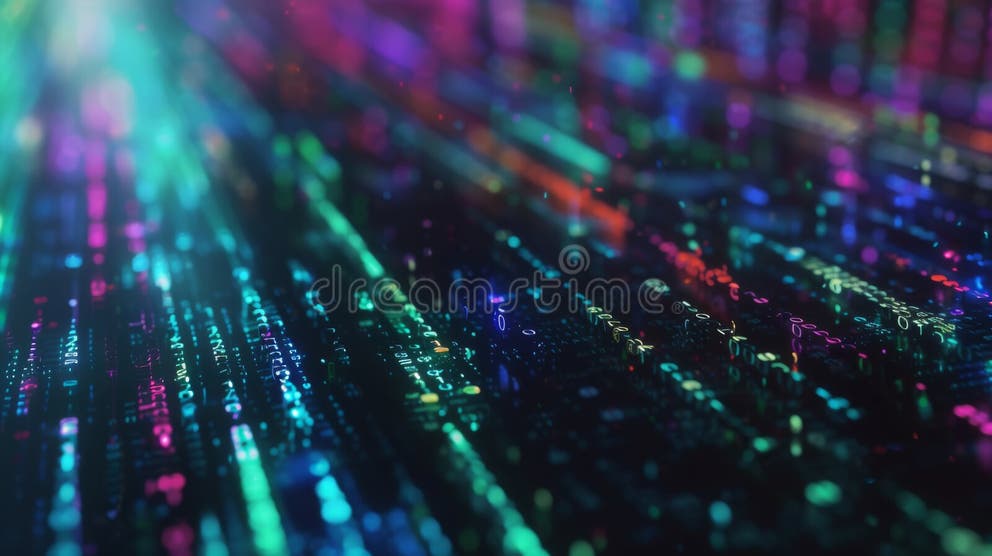 Digital Binary Code Background ,theme of Technology and Data Flow in an ...