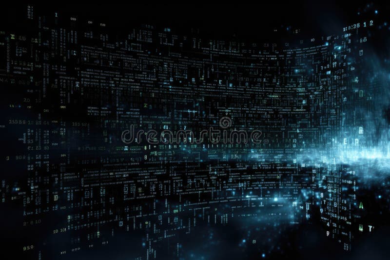 Digital Binary Code On Black Background Computer Generated Abstract Background 3d Rendering