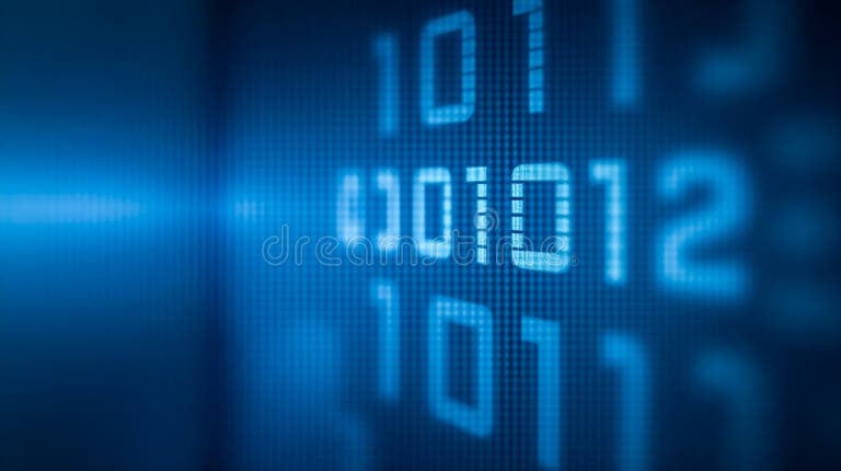 Digital Binary Code on Blue Background, Close-up of Data Encryption Technology, Information ...