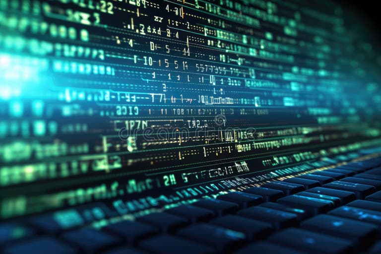 Digital Binary Code on a Computer Keyboard. 3d Rendering Toned Image, Coding, Programming ...