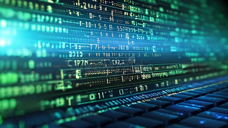 Digital Binary Code On A Computer Keyboard 3d Rendering Toned Video Coding Programming