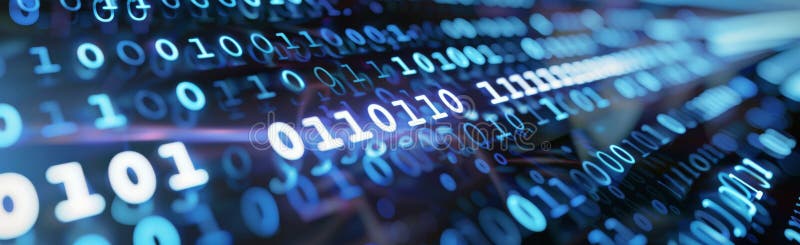 Digital Binary Code Data Flowing on Blue Screen Stock Photo - Image of ...