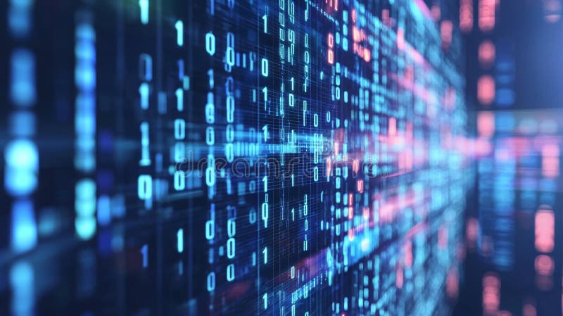Digital Binary Code Data Stream with Blue Futuristic Design Stock Photo - Image of tech ...