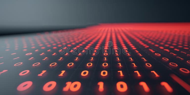 Digital Binary Code Display with Glowing Red Numbers. Stock Image ...