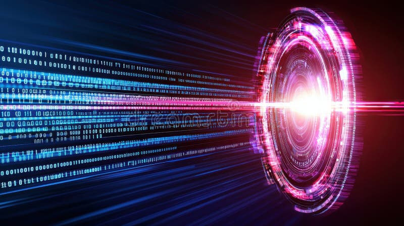 Digital Binary Code Display Representing Advanced Business and Technology Concepts in a ...