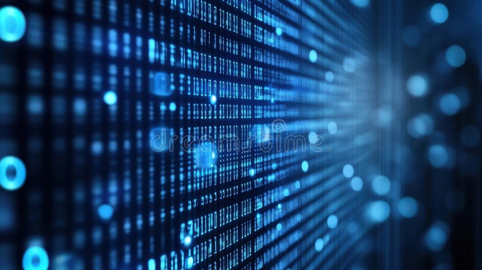 Digital Binary Code Display Technology Stock Illustration - Illustration of light, network ...