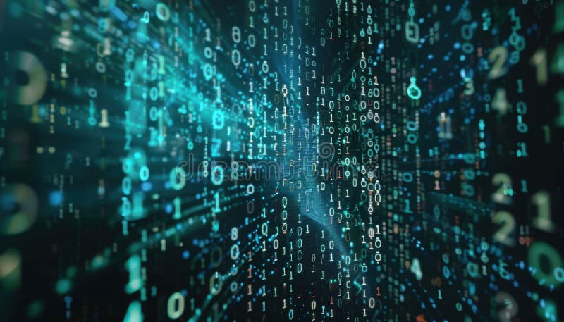 Digital Binary Code Flowing in a Futuristic Environment with Vivid ...