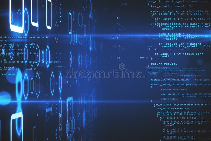 Digital Binary Code with Glowing Programming Interface Stock ...