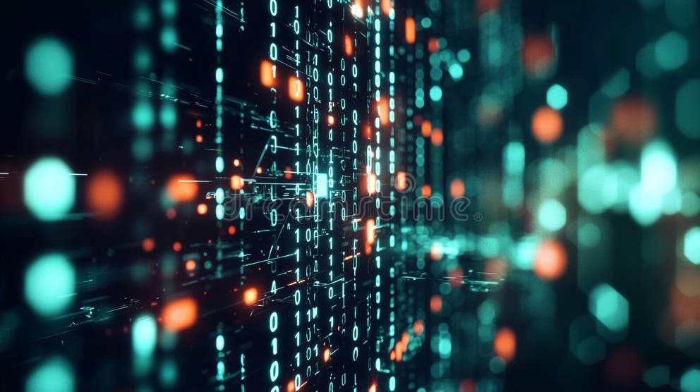 Digital Binary Code Illuminated by Abstract Glowing Lights Stock Photo - Image of data, virtual ...