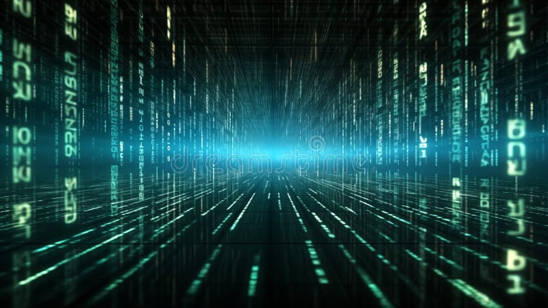 Digital Binary Code Matrix Background - 3D Rendering of a Scient Stock Illustration ...
