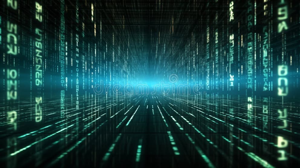 Digital Binary Code Matrix Background - 3D Rendering of a Scient Stock Illustration ...