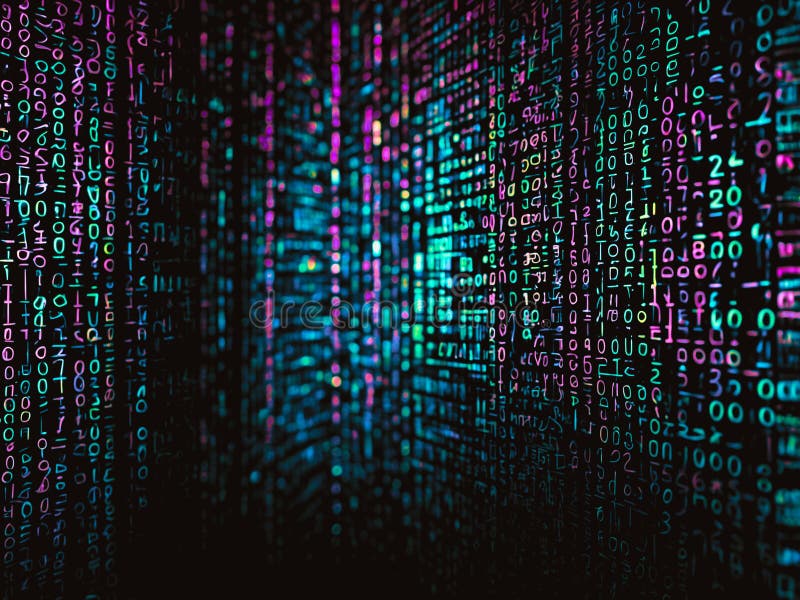 Digital Binary Code Matrix Background - 3D Rendering of a Scientific Technology. Stock ...
