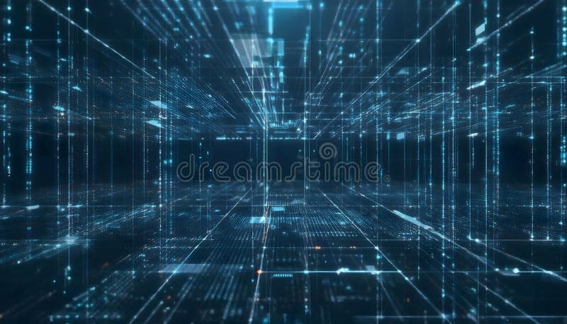 Digital Binary Code Matrix Background - 3D Rendering of a Scientific Technology Data Binary Code ...