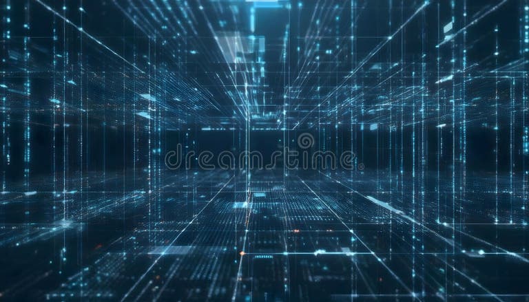 Digital Binary Code Matrix Background - 3D Rendering of a Scientific Technology Data Binary Code ...