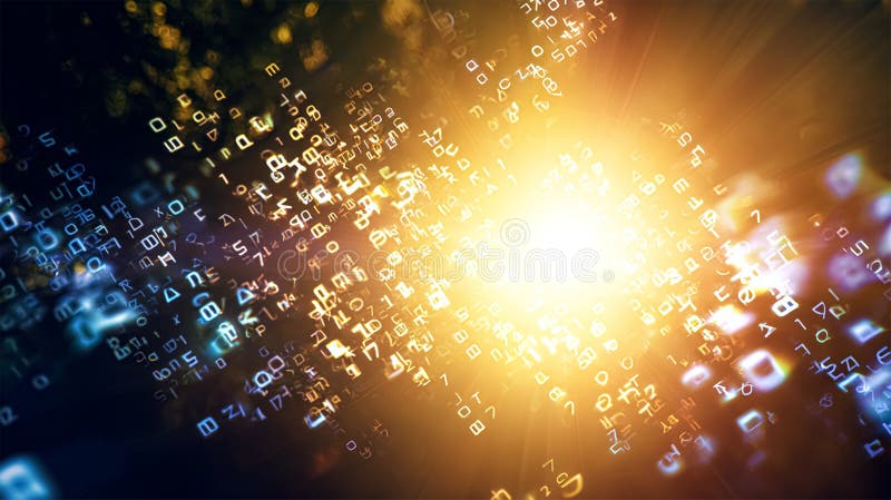 Digital Binary Code Matrix Background - 3D Rendering of a Scientific Technology Data Binary Code ...