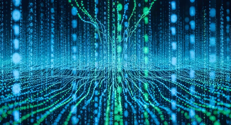Digital Binary Code Matrix Background Stock Illustration - Illustration ...