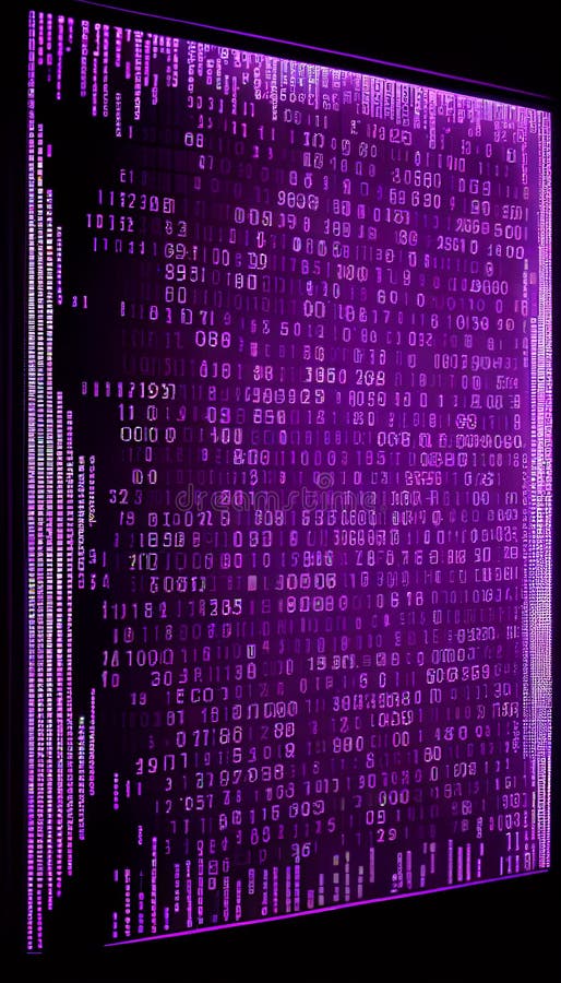 Digital Binary Code Matrix Purple Background Stock Illustration ...