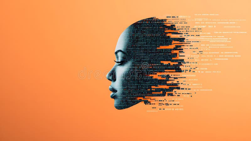 Digital Binary Code Overlay On Face Stock Image Image Of Code Mind 348719411