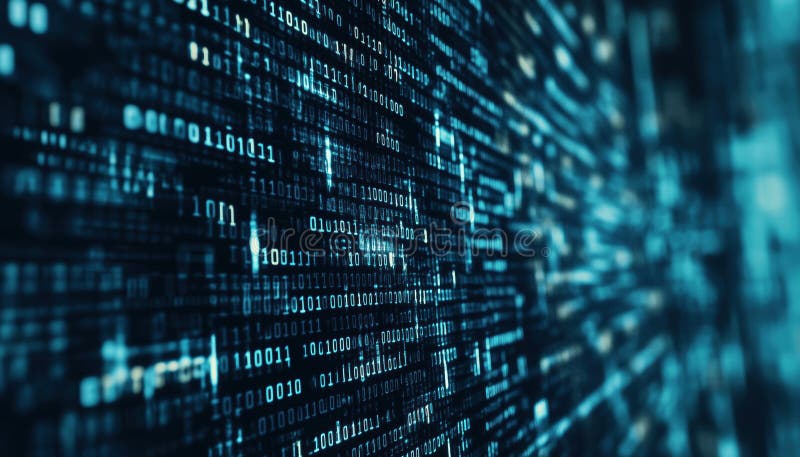 Digital Binary Code Programming Icon On Matrix Background With Stream Of Data Illustration For