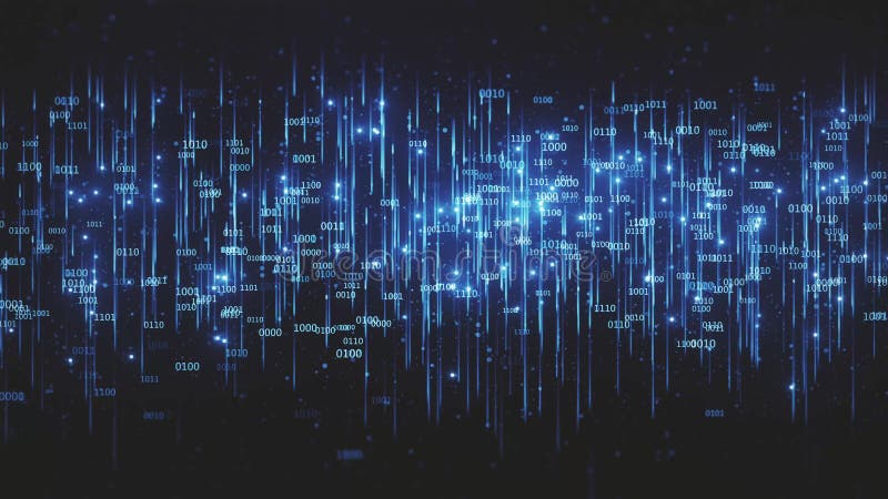 Digital Binary Code Rainfall Stock Video - Video of data, technology ...