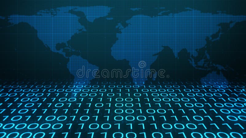 Digital Binary Code Random Number Technology Business World Map Background Stock Illustration ...