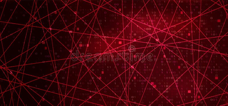 Digital Binary Code on Red Background with Lines. Hacker Attack Concept Stock Vector ...