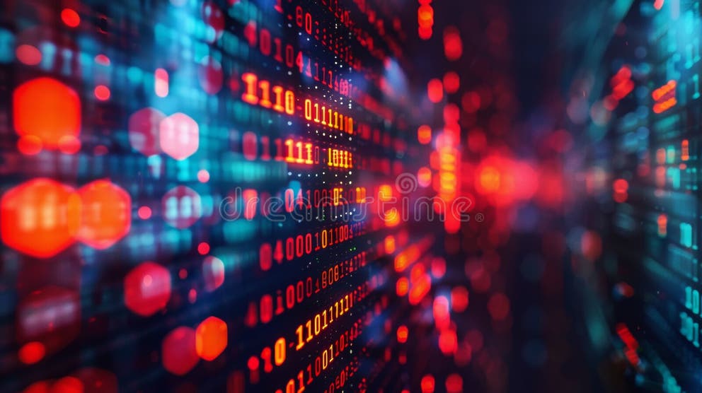 Digital Binary Code in Red and Blue Stock Image - Image of virtual ...