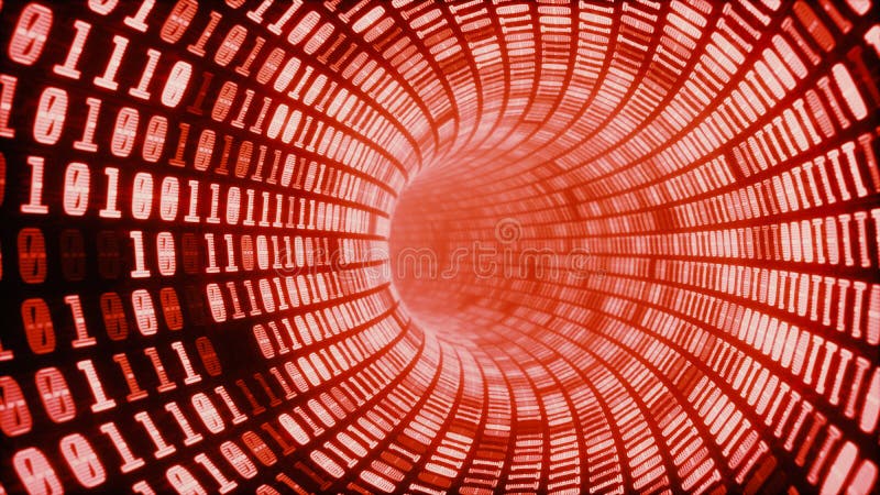 Digital Binary Code Tunnel Red Stock Illustration - Illustration of ...