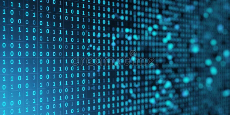 A Digital Binary Code Visualization In Blue Representing Cybersecurity