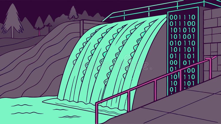 Digital Binary Code Waterfall, Futuristic Technology Vector Design ...