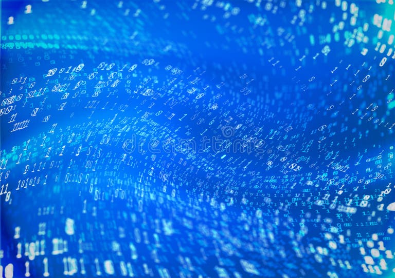 Digital Binary Code Waves. Abstract Technology Background with Flowing ...