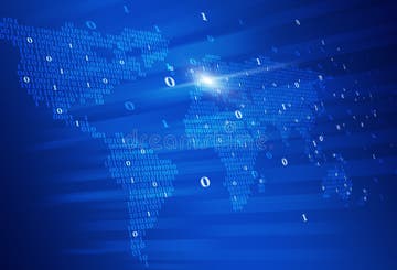 Digital Binary Code World Map Stock Illustration - Illustration of ...