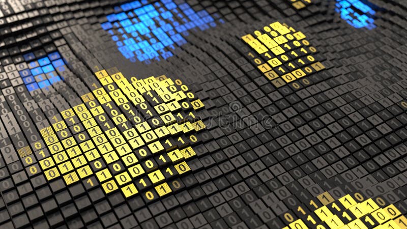 Digital Binary Computer Code 3d Rendering Illustration Stock Illustration Illustration Of