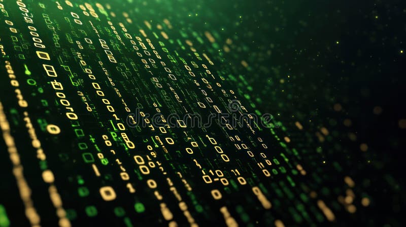 Digital Binary Data Computer Background in Green and Yellow Stock ...