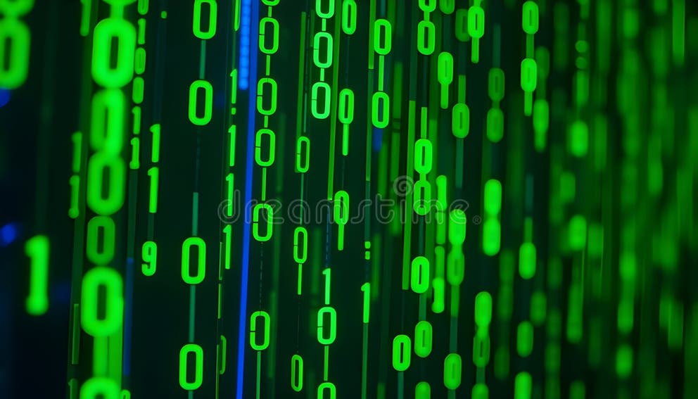 Digital Binary Data on Computer Screen. Abstract Information Technology Background Stock Photo ...
