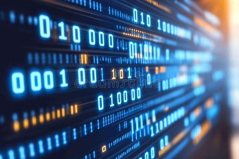 Digital Binary Data on a Computer Screen Background Stock Illustration - Illustration of ...
