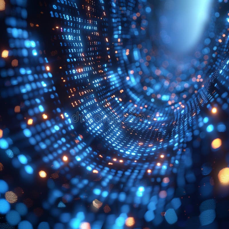 Digital Binary Data Creates Mesmerizing Blue Backdrop on Computer Stock ...