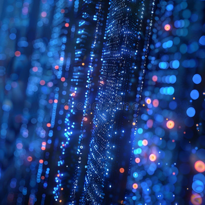 Digital Binary Data Creates Mesmerizing Blue Backdrop on Computer Stock ...