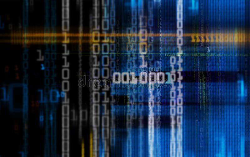 Digital Binary Data on Computer Monitor Screen Stock Illustration ...