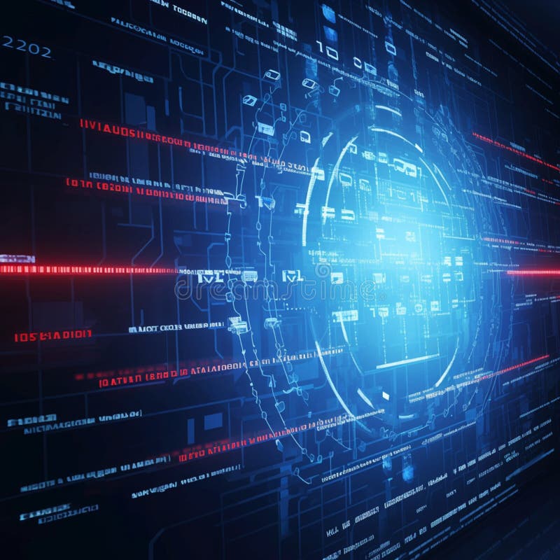 Digital Binary Data Encryption Depicted Amidst Computer Virus Concept