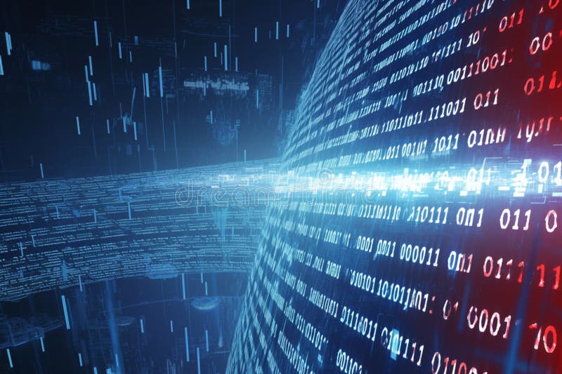 Digital Binary Data Encryption Depicted Amidst Computer Virus Concept Stock Illustration ...