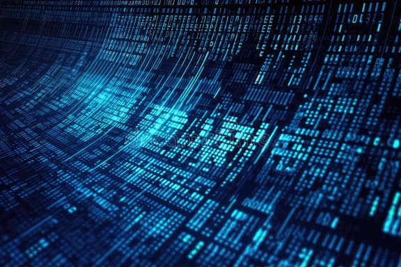 Digital Binary Data Streaming Binary Code Background. Matrix Background with Digits. Generative ...