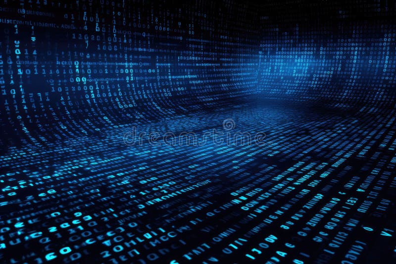 Digital Binary Data Streaming Binary Code Background Matrix Background With Digits Generative