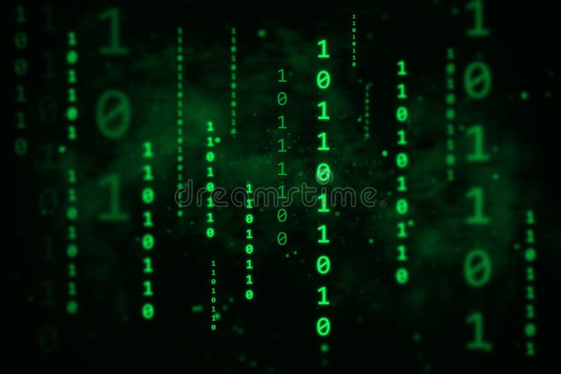 Digital Binary Data And Streaming Binary Code Background Abstract Concept Illustration Stock